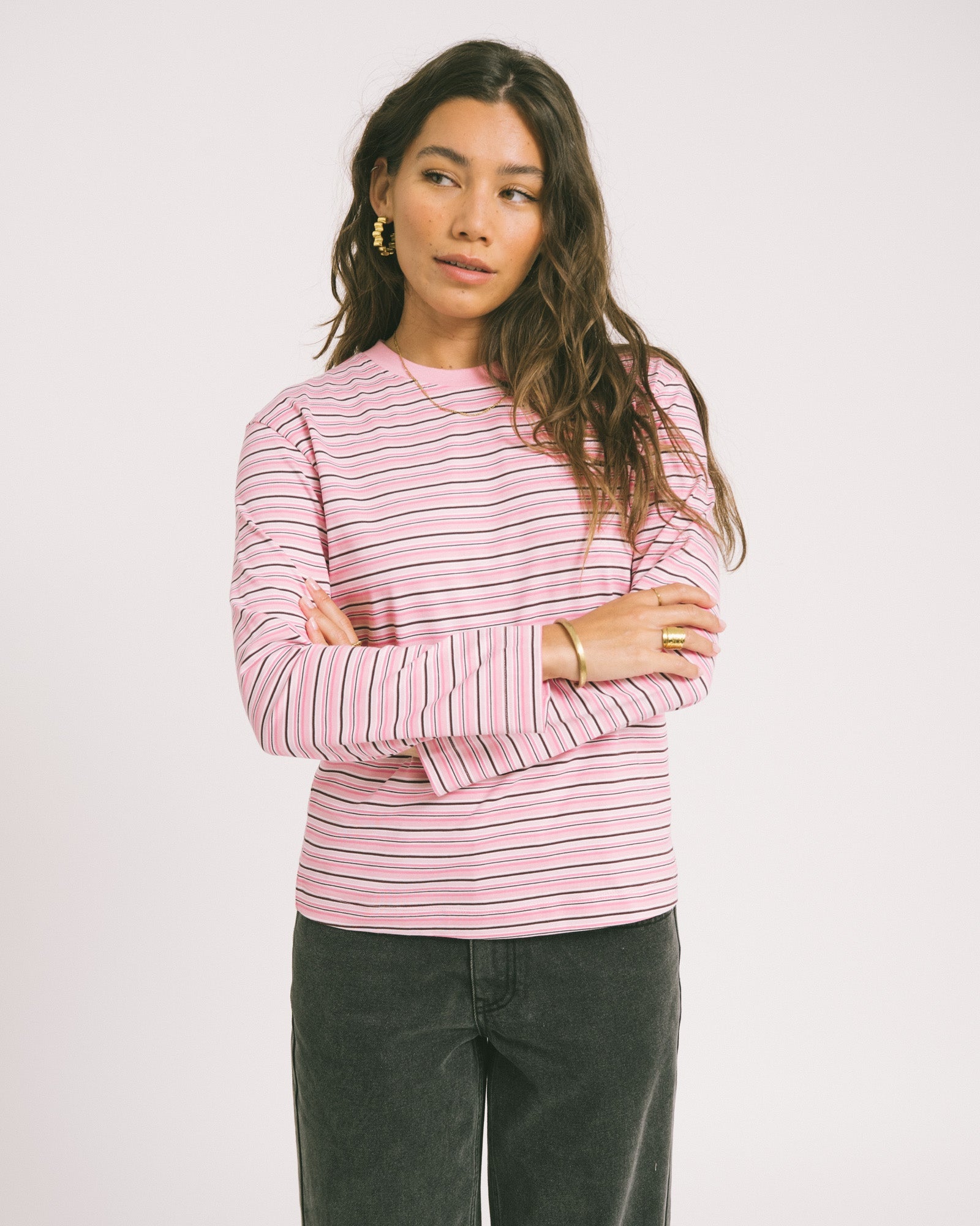 Sophia Boxy Stripe Tee Pink - Things I Like Things I Love