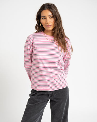 Sophia Boxy Stripe Tee Pink - Things I Like Things I Love